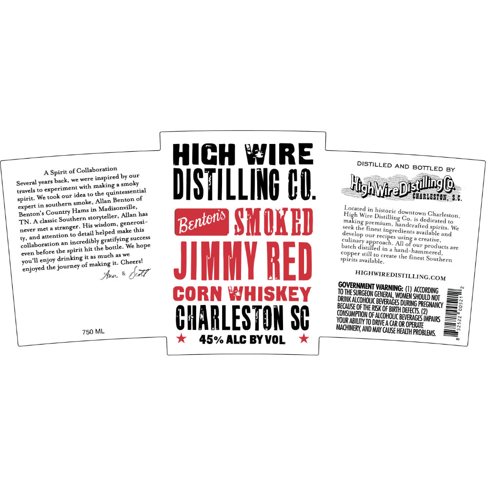 High Wire Benton’s Smoked Jimmy Red Corn Whiskey – Liquor Royale